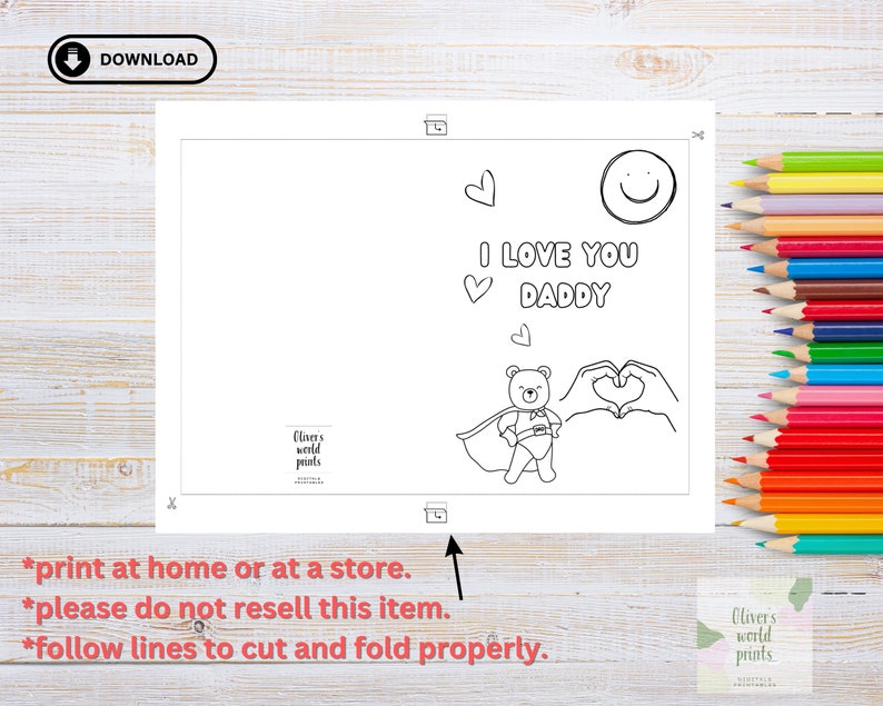 I Love You Daddy Card Printable Coloring Love Card for Dad. Coloring ...