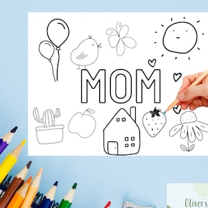 Printable Coloring Page for MOM Card Gift for Mothers Day or Birthday ...