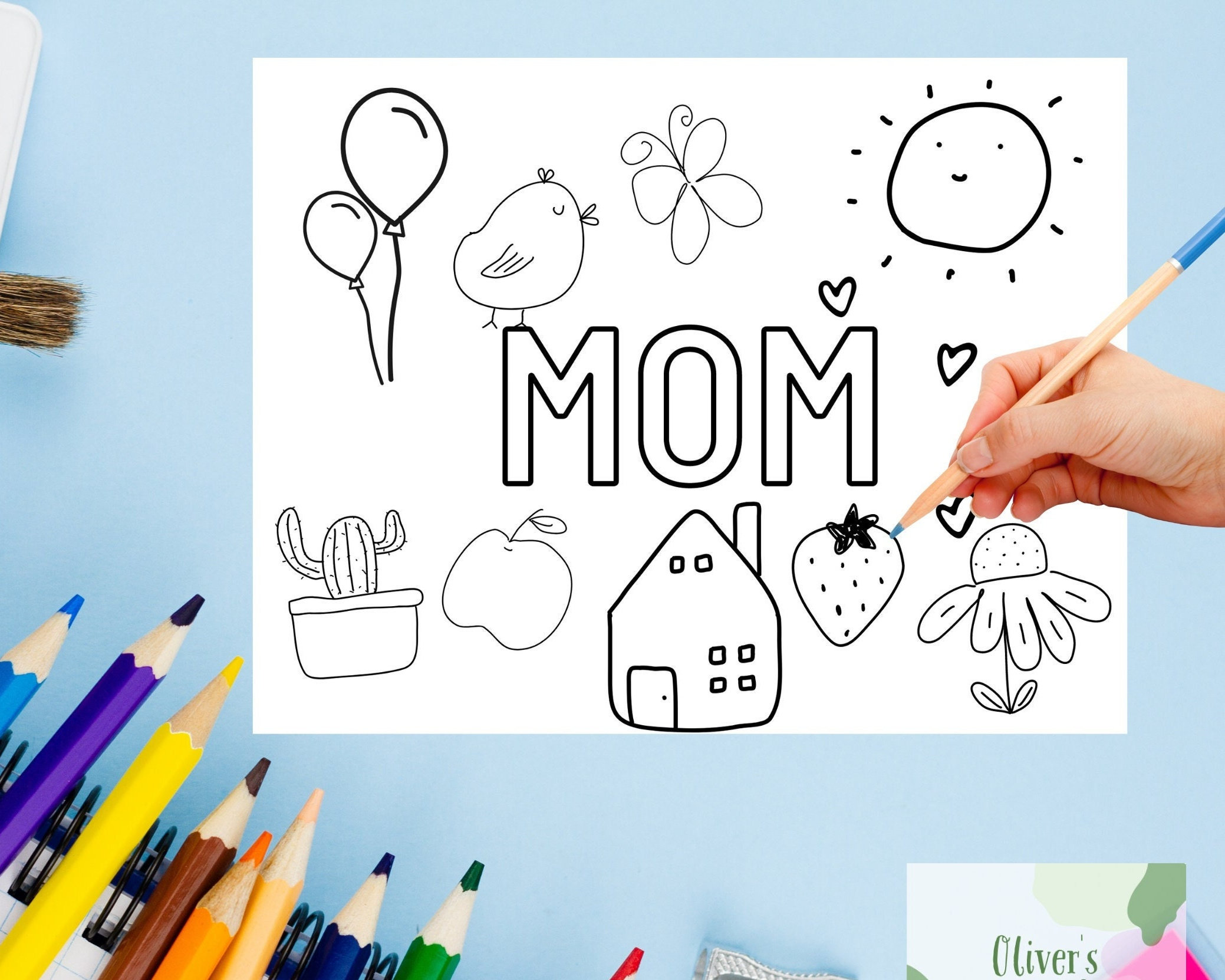 Printable Coloring Page for MOM Card Gift for Mothers Day or Birthday ...