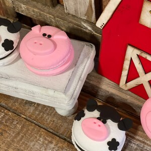 Fake Pig Macaron, Fake Cow Macaron, Farm Decor, Farmhouse Tiered Tray ...