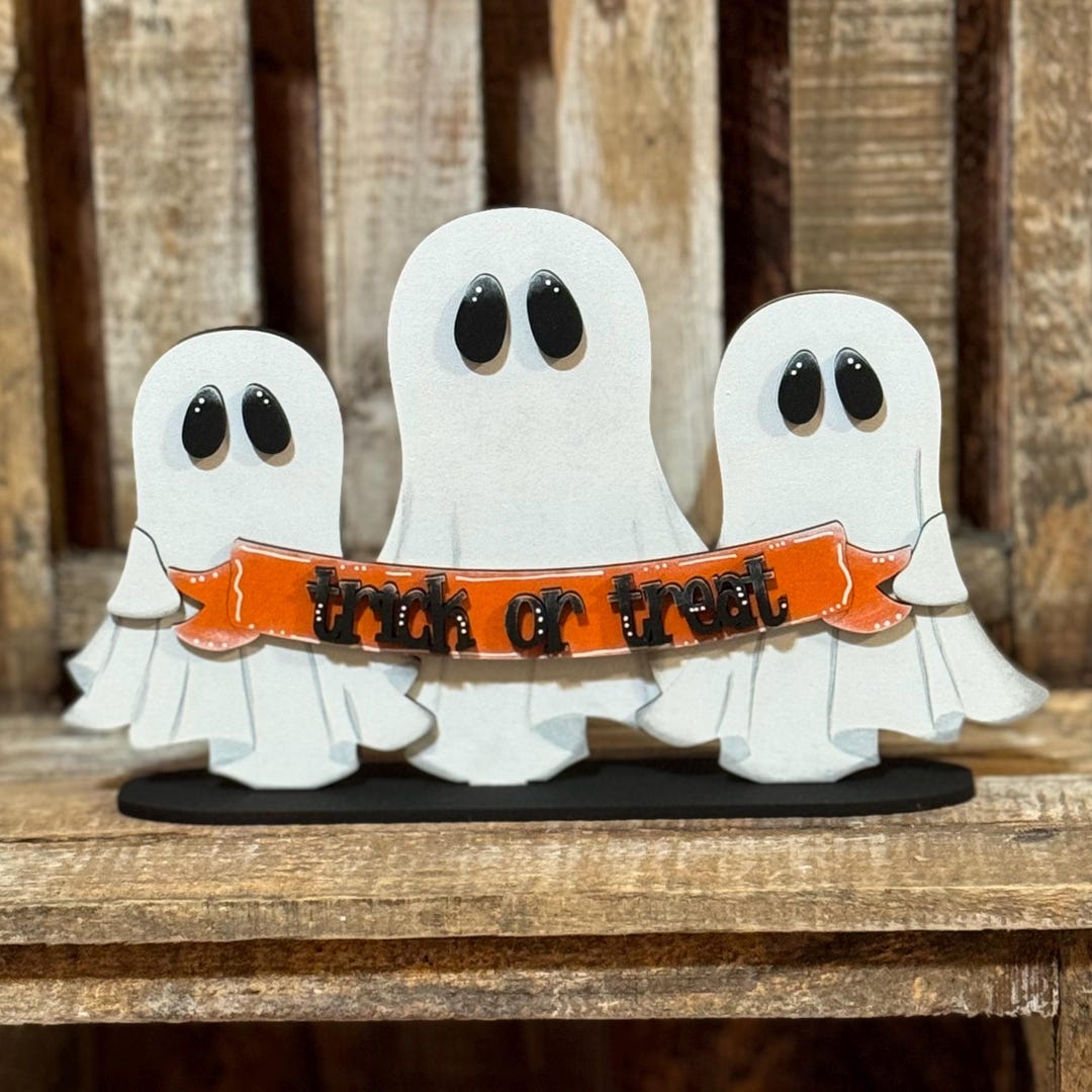 Ghost Shelf Sitter, Halloween Tiered Tray Decor, Halloween Ghost Decor ...