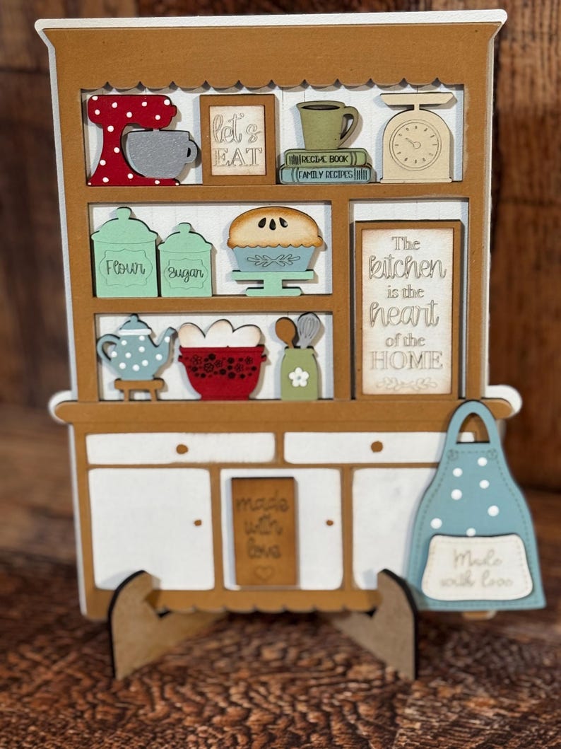 Mini Kitchen Wood Hutch, Wood Hutch for Kitchen Decor, Baking Hutch ...