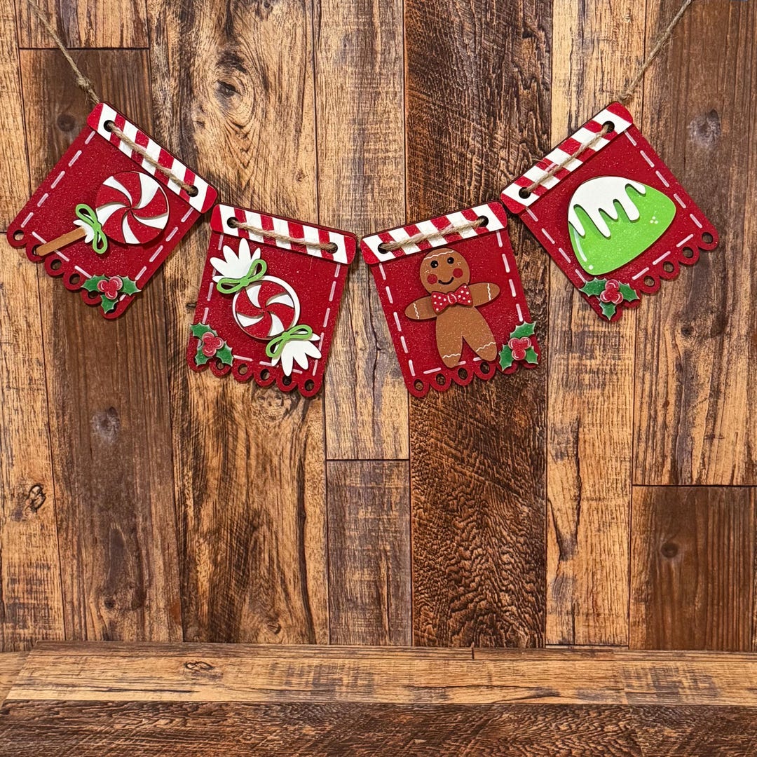 Candyland Gingerbread Garland, Sugar Plum Candy Cane Garland, Fireplace ...