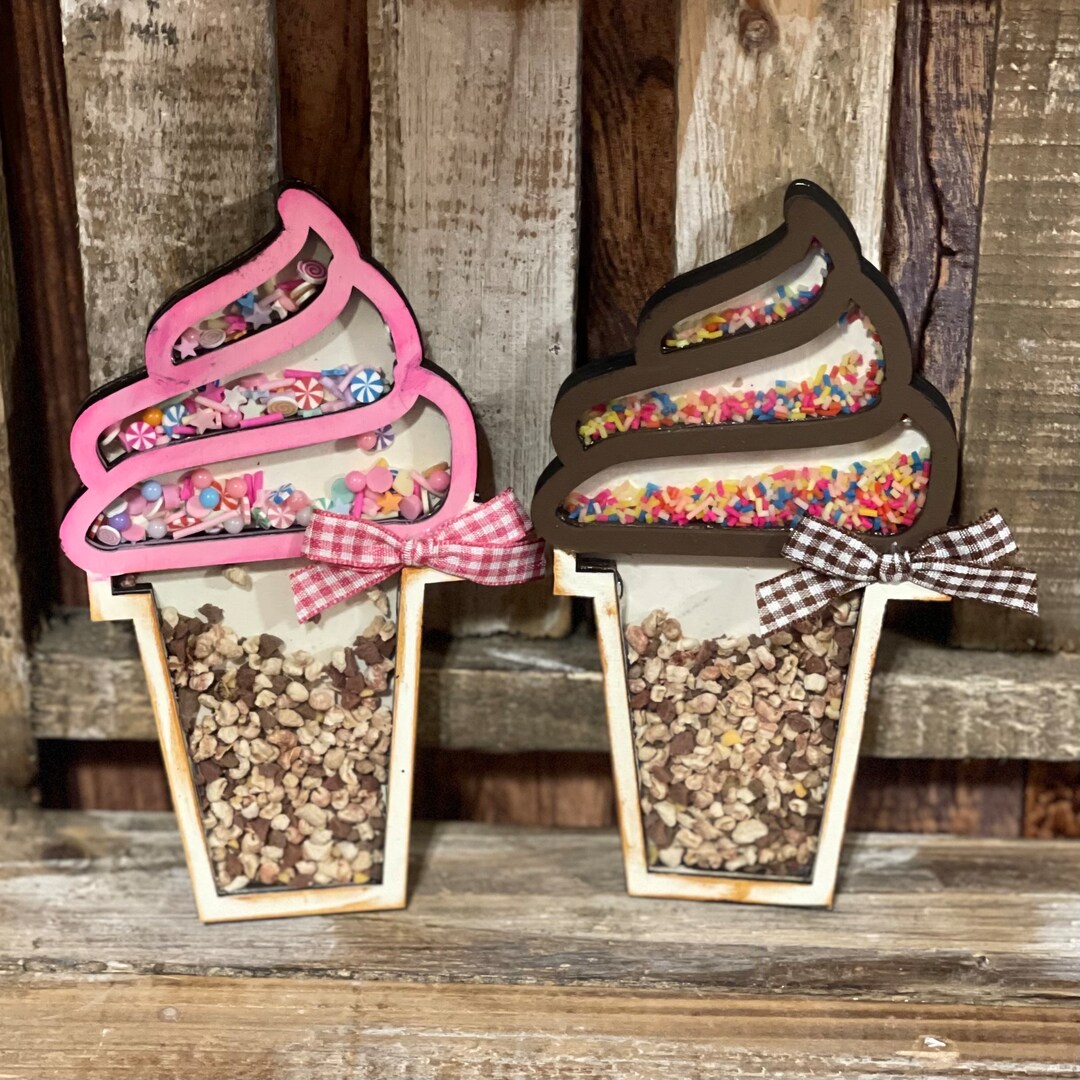 Wood Ice Cream Shaker, Unpainted Ice Cream Shaker, Ice Cream Decor, Ice ...