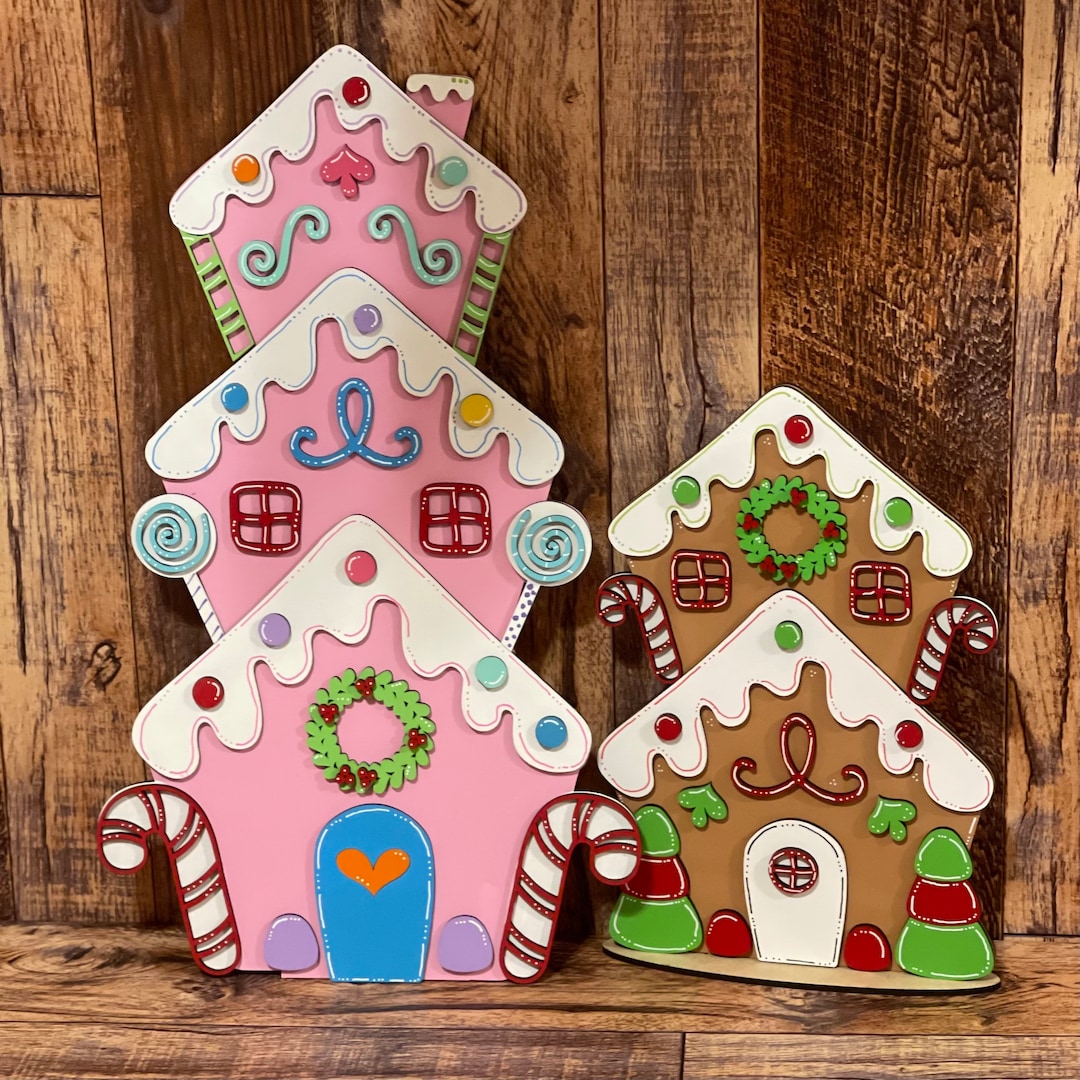 Unpainted Gingerbread Houses, DIY Gingerbread Wood Decor, Gingerbread ...