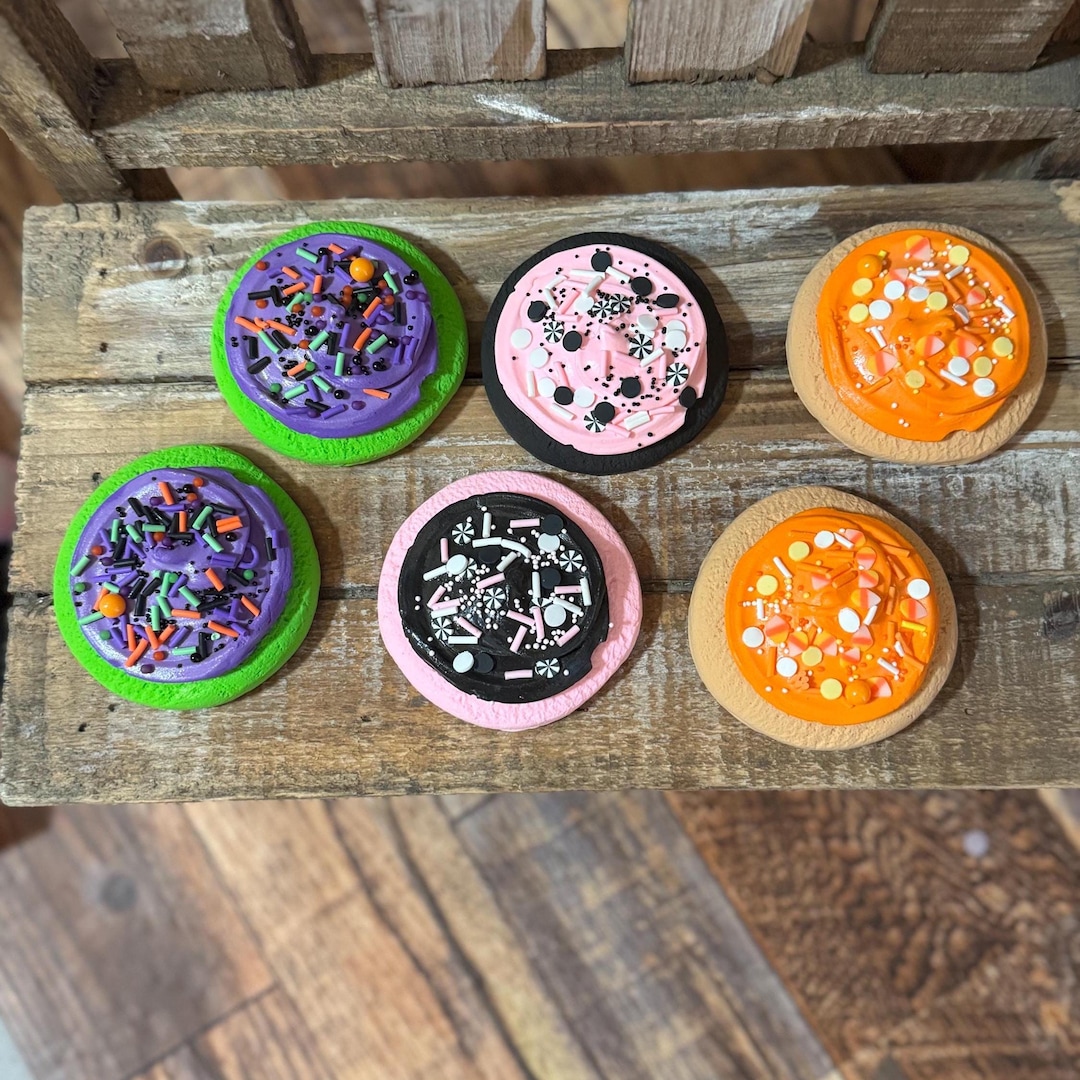 Fake Frosted Cookies, Fake Halloween Cookies, Foam Clay, Tiered Tray ...