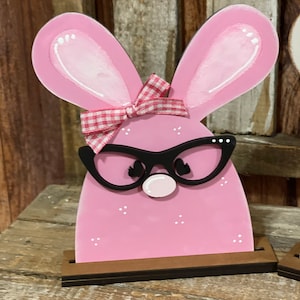 Nerdy Bunny, Bunny Tiered Tray Decor, Bunny Shelf Sitter, Easter Bunny ...