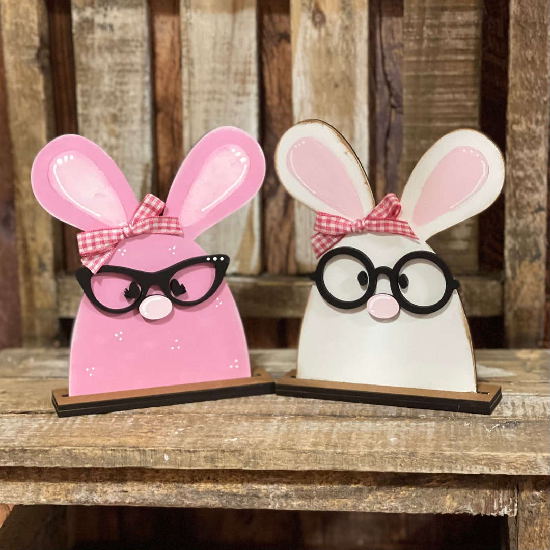 Nerdy Bunny, Bunny Tiered Tray Decor, Bunny Shelf Sitter, Easter Bunny ...