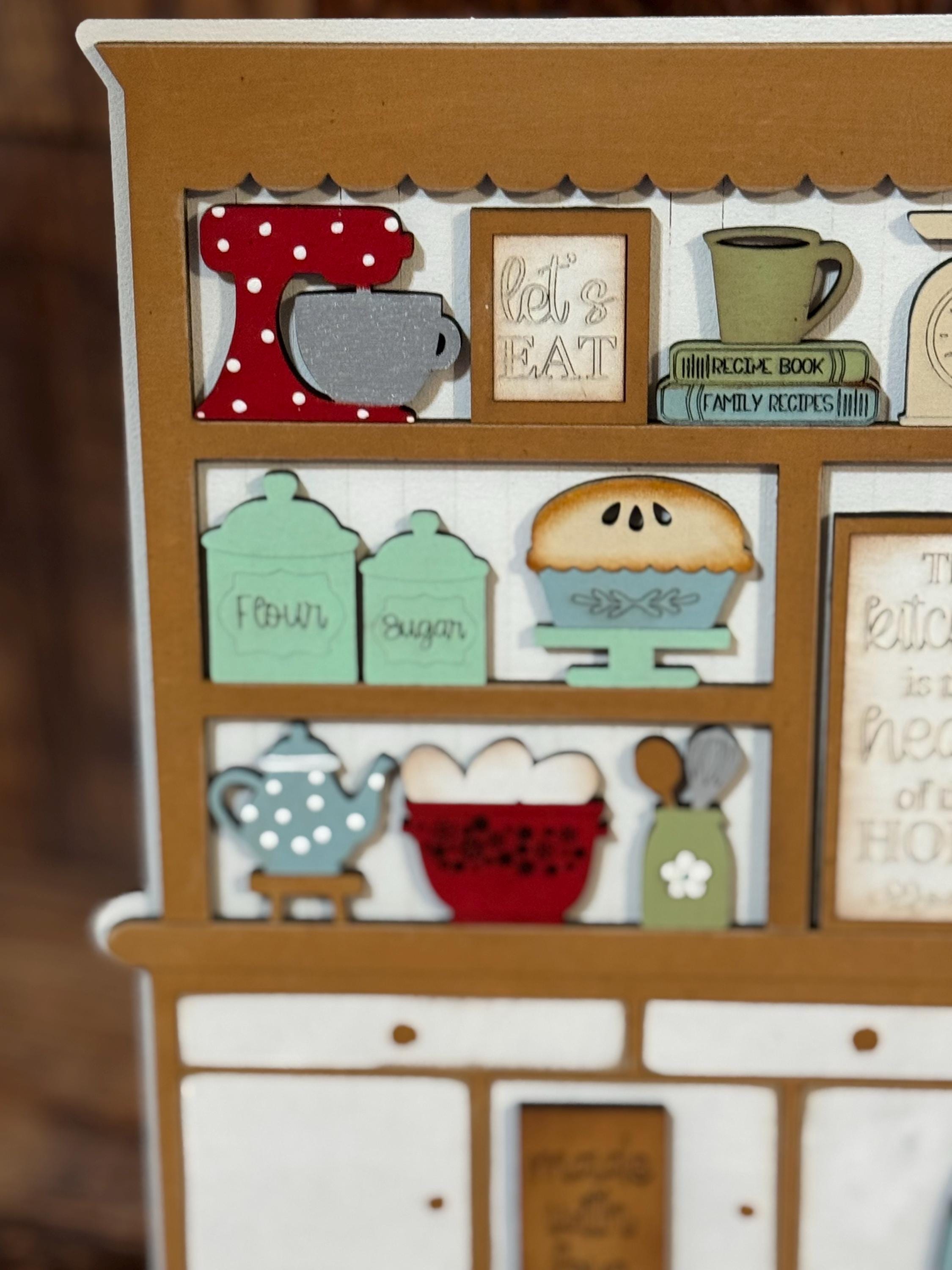 Mini Kitchen Wood Hutch, Wood Hutch for Kitchen Decor, Baking Hutch ...