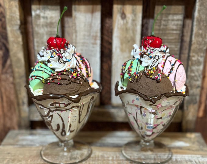 Fake Ice Cream Sundae, Fake Hot Fudge Sundae, Summer Decor, Photo Props ...