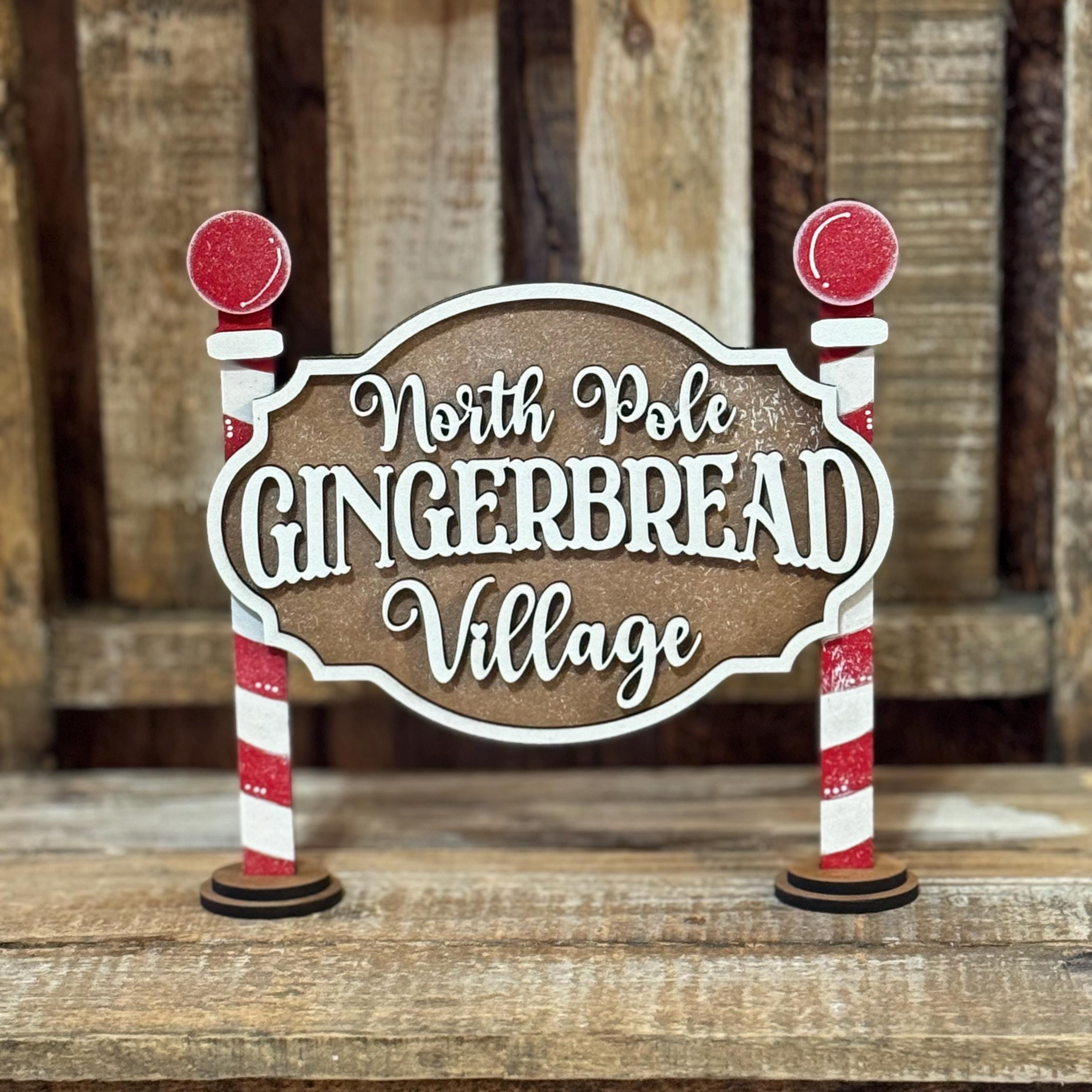 Gingerbread Wood Sign, Gingerbread Tiered Tray Decor, Christmas Village ...