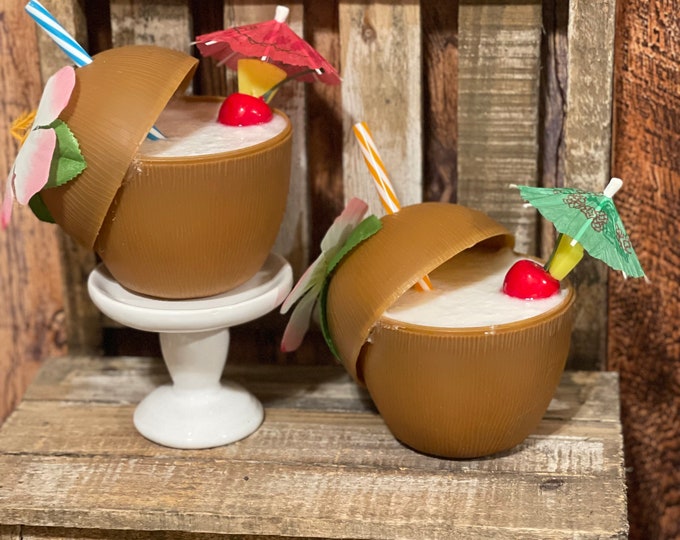 Fake Coconut Drink, Fake Tropical Drink, Luau Party Decor, - Etsy