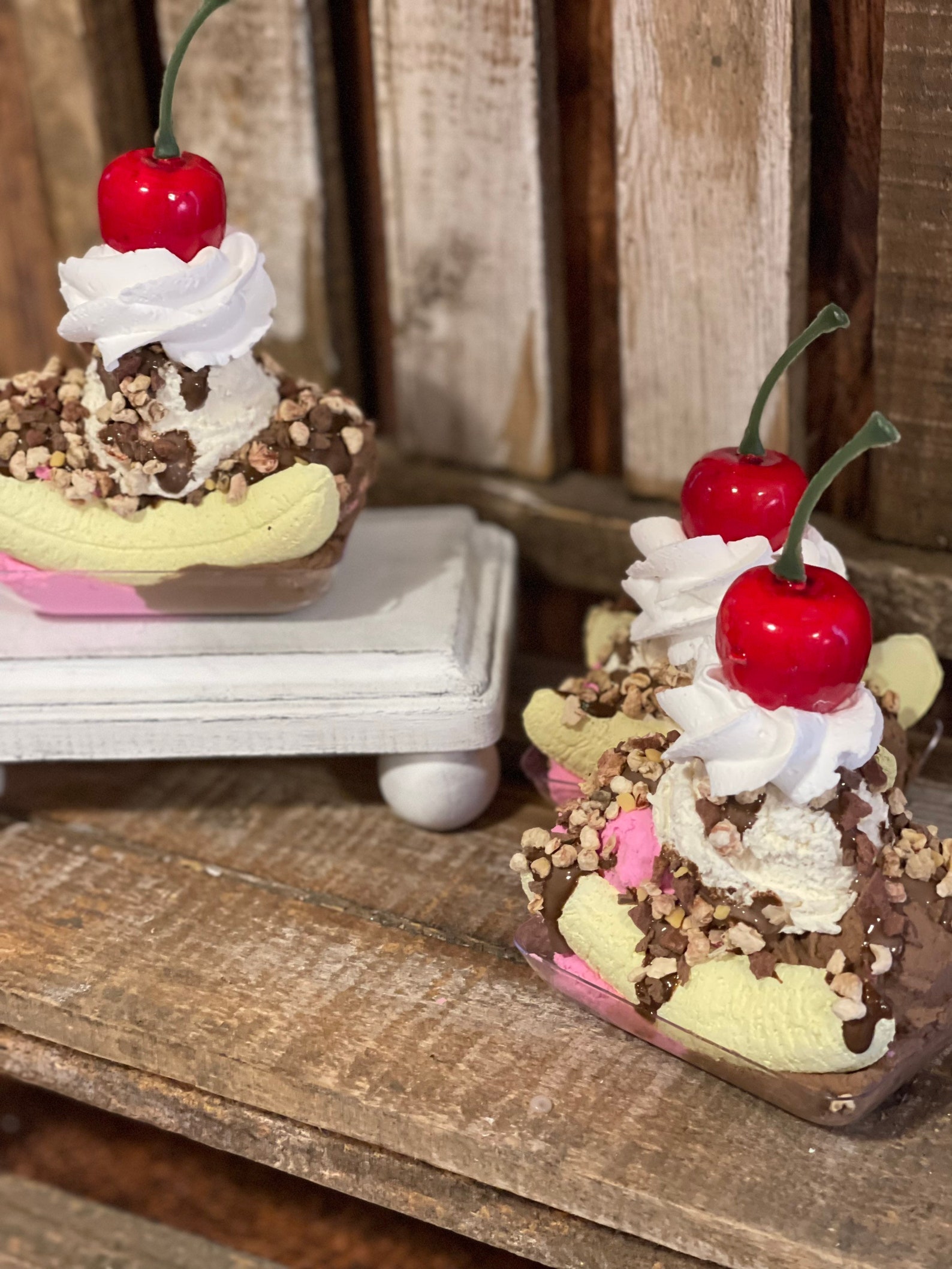 Fake Mini Banana Split Ice Cream Fake Banana Split Summer Etsy
