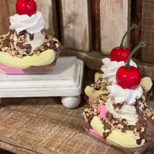 Fake Mini Banana Split Ice Cream Fake Banana Split Summer - Etsy