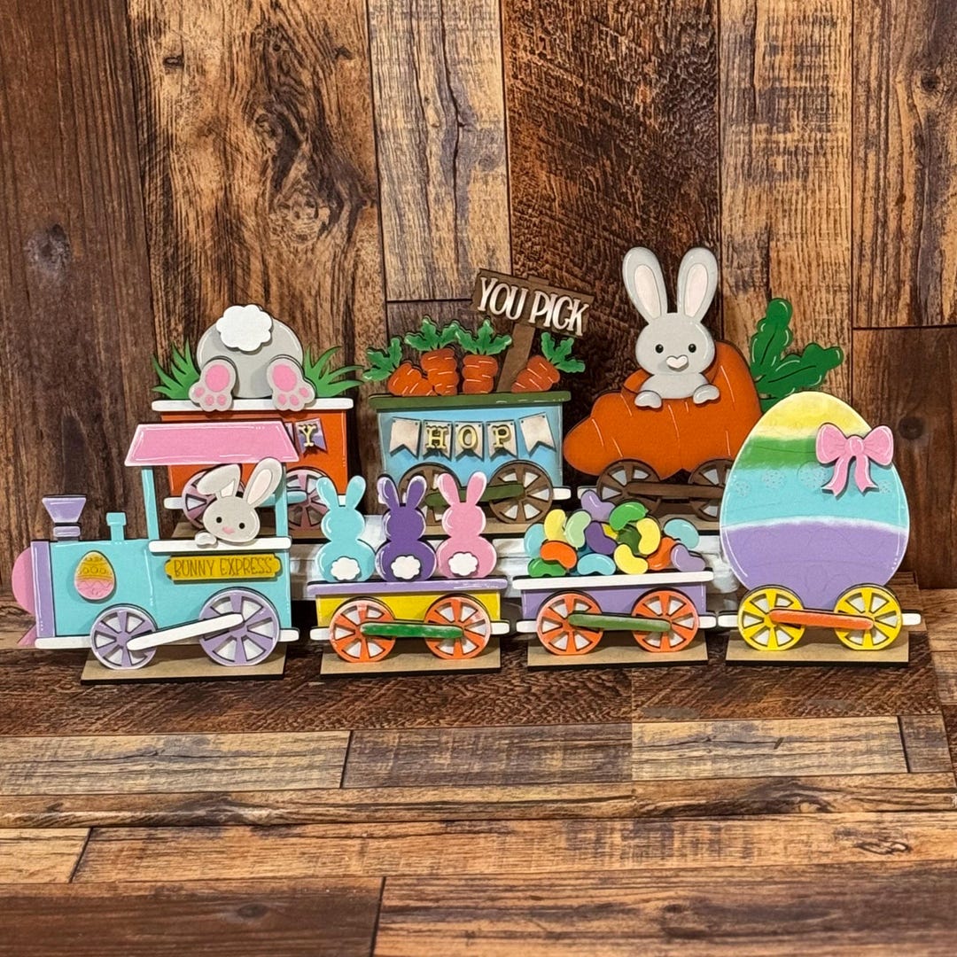 Standing Train Wood Sign, Bunny Express, Easter Tiered Tray Decor ...