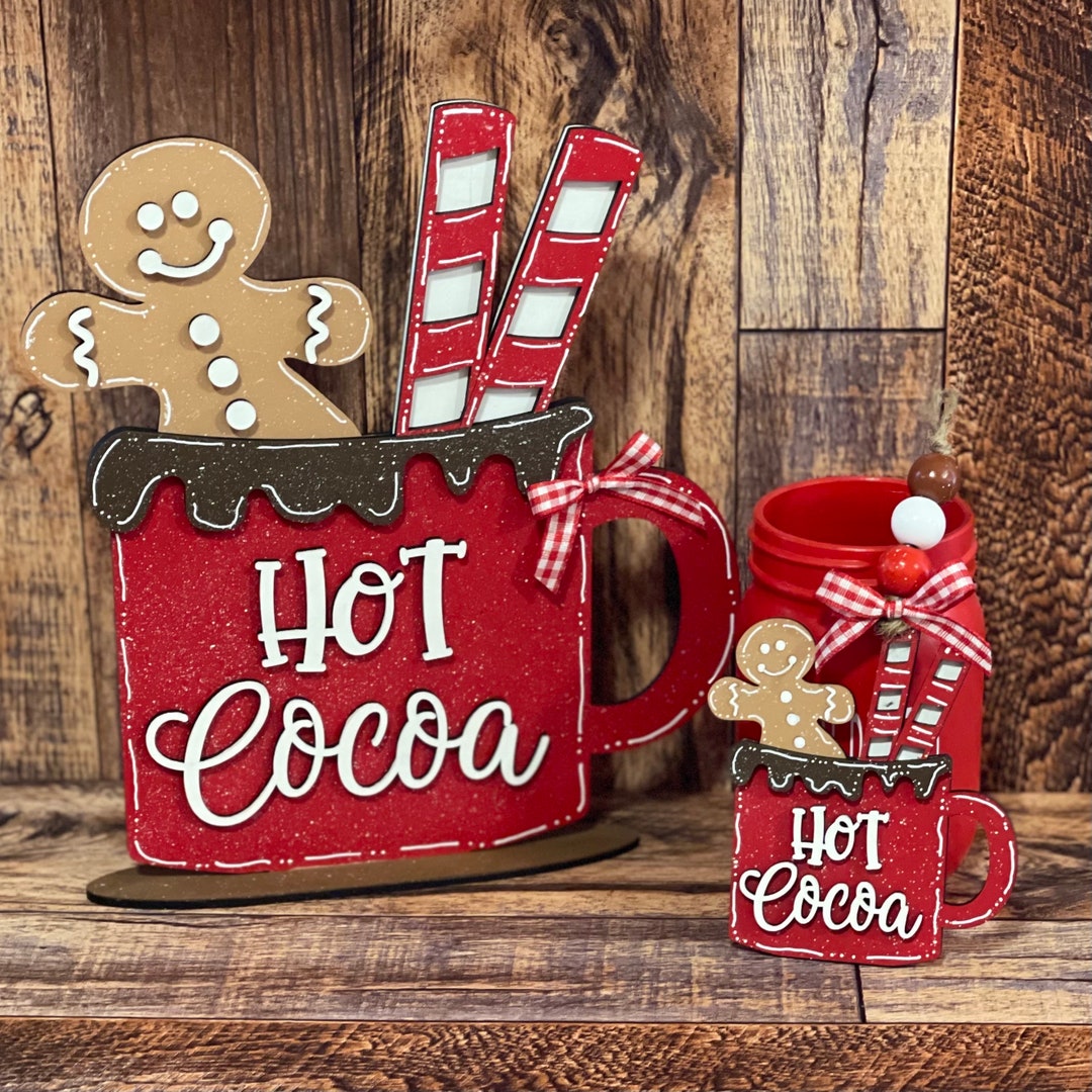Gingerbread Hot Cocoa Wood Sign, Gingerbread Decor, Christmas Tiered ...