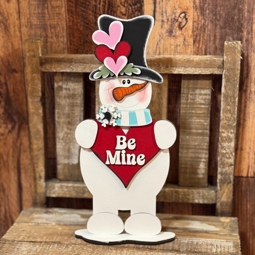 Snowman Valentine Wood Sign, Winter Tiered Tray Decor, Valentine Decor ...