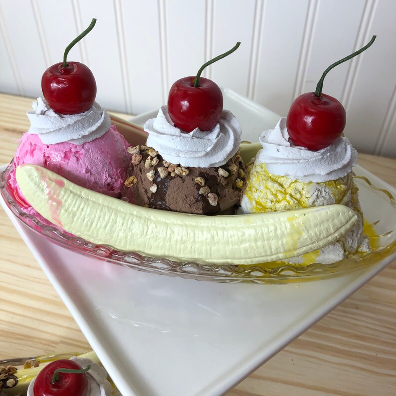 Fake Banana Split Ice Cream Banana Split Summer Decor Home - Etsy