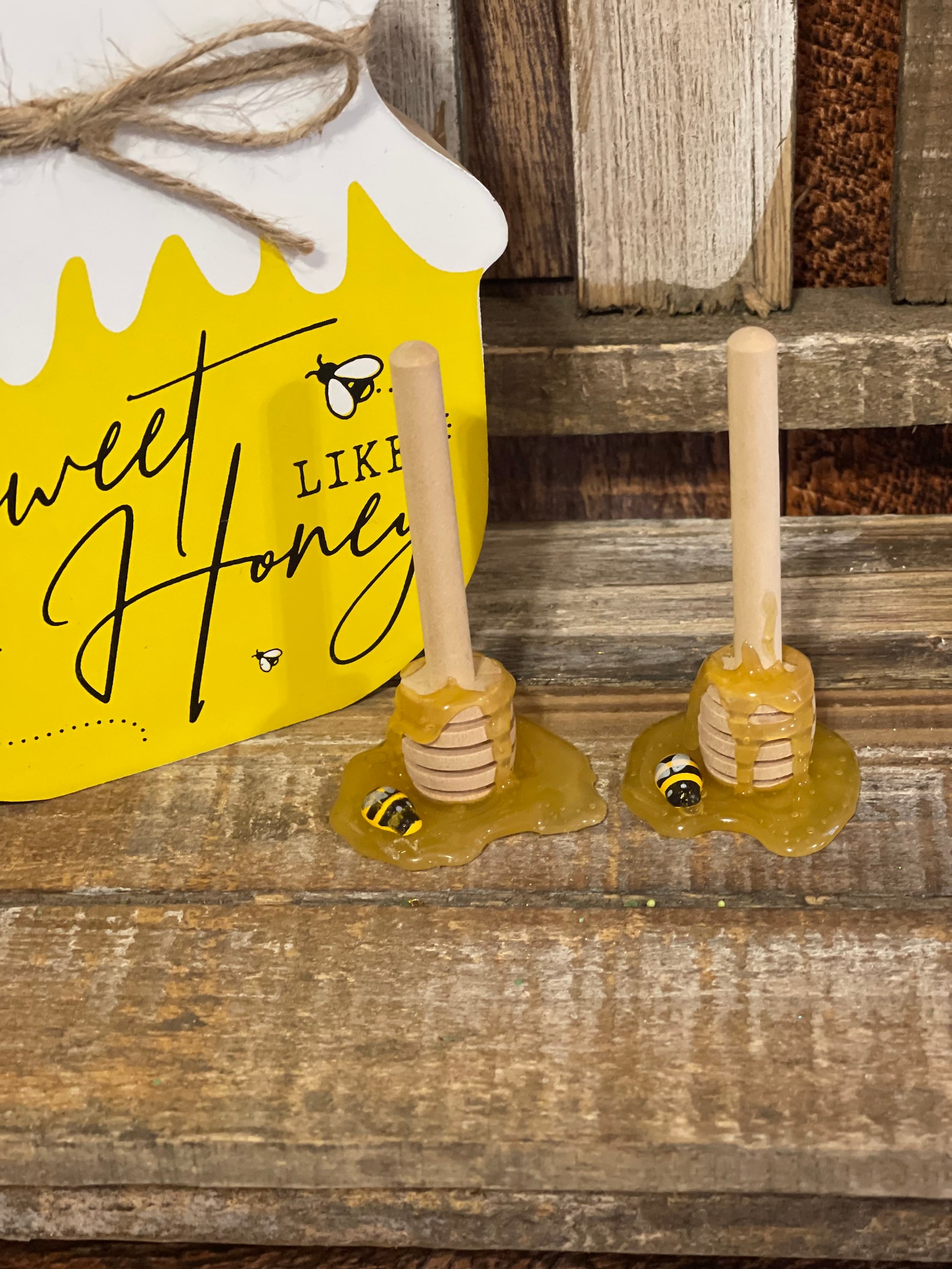 Fake Honey Dipper Fake Honey Sticks Bee Decor Bee Tiered - Etsy