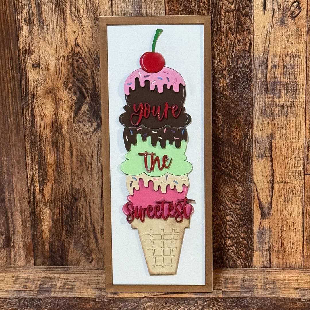 Ice Cream Sign, Ice Cream Wood Sign, Wood Sign, Coffee Bar Decor, Ice ...