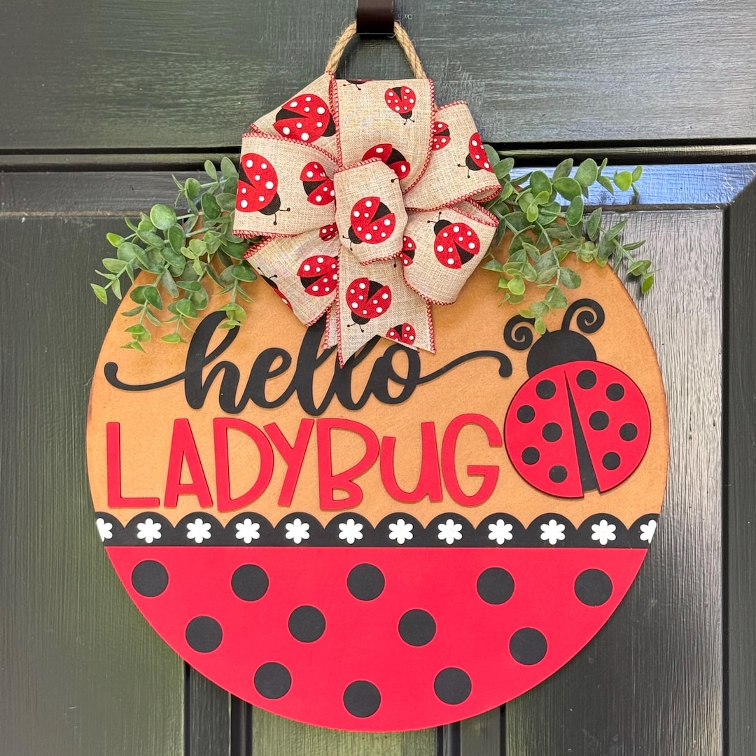 Unpainted Ladybug Door Hanger, Ladybug Door Decor, Hello Ladybug Door ...