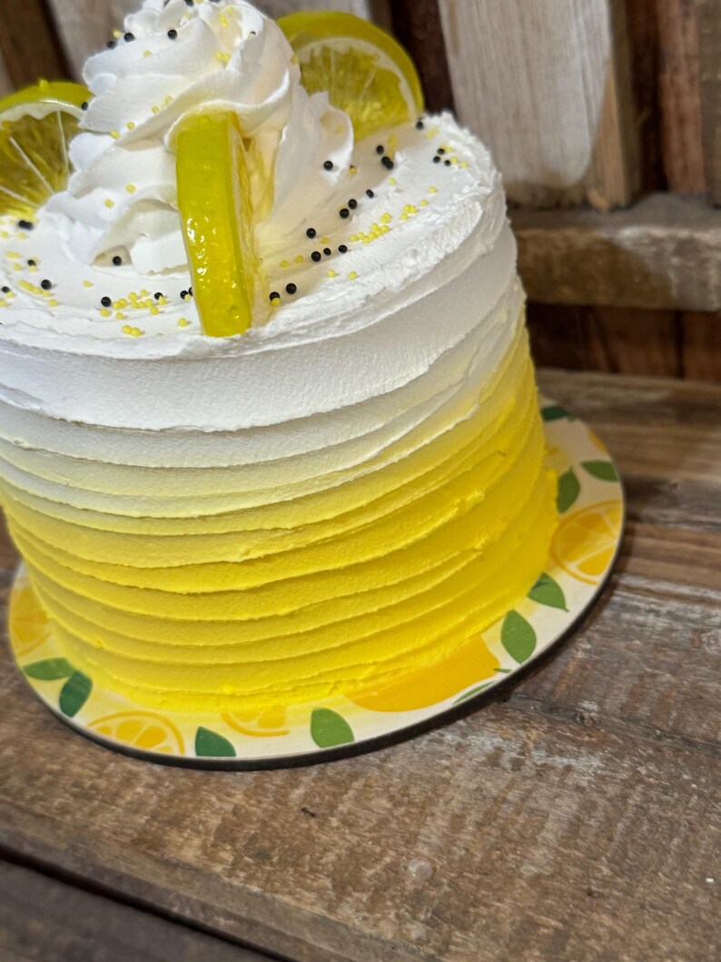 Fake Lemon Cake, Fake Bake Cake, Coffee Bar Decor, Lemon Decor, Lemon ...