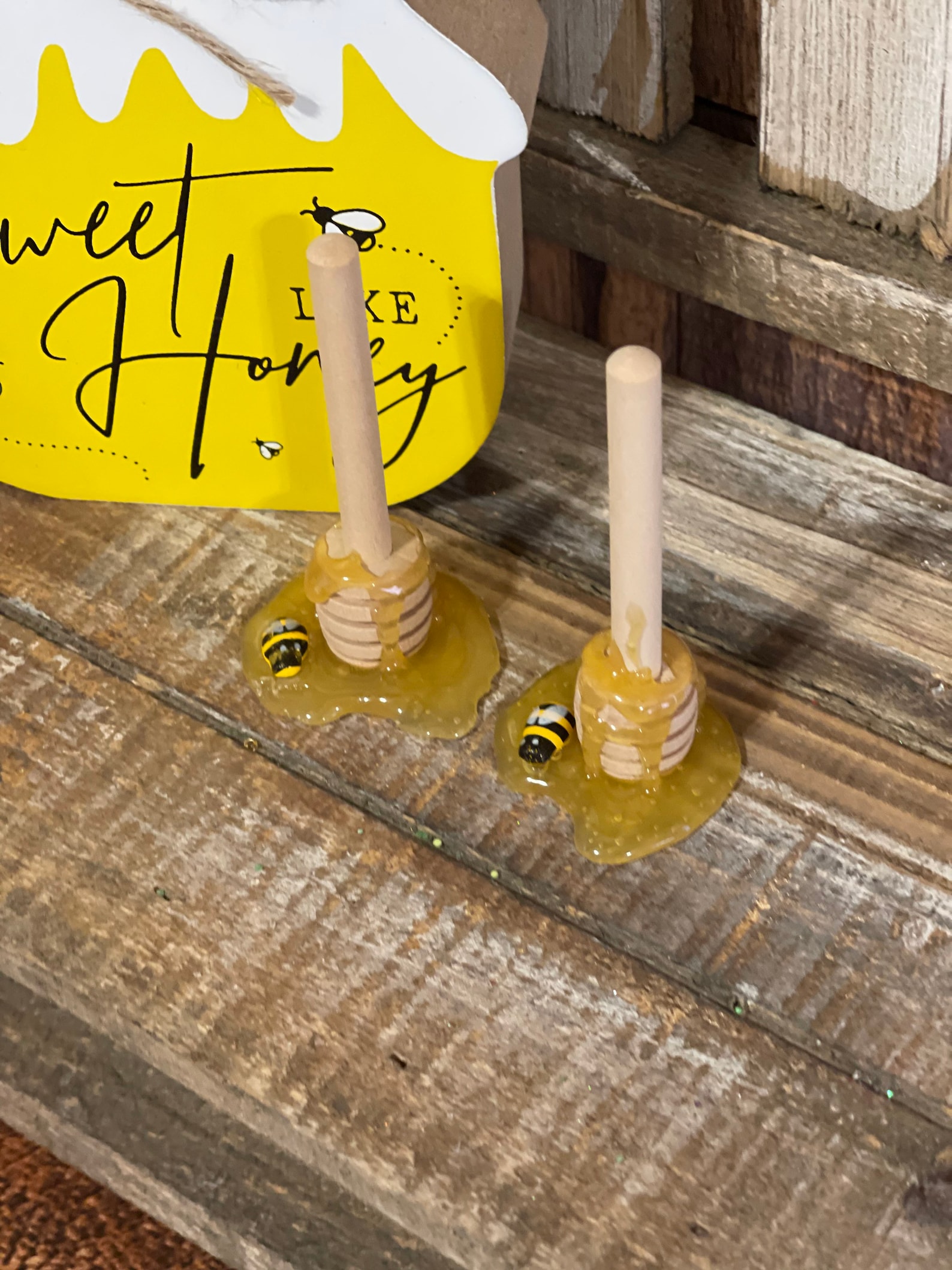 Fake Honey Dipper Fake Honey Sticks Bee Decor Bee Tiered | Etsy