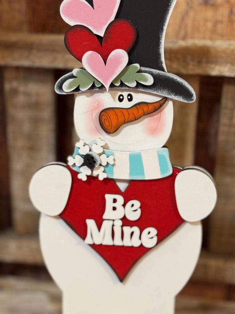 Snowman Valentine Wood Sign, Winter Tiered Tray Decor, Valentine Decor ...