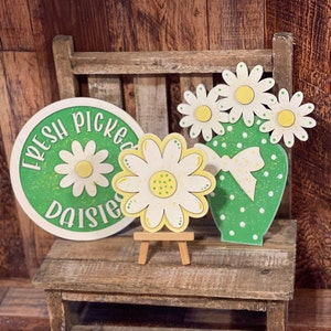 Daisy Wood Decor, Daisy Tiered Tray Decor, Summer Decor, Summer Tiered ...