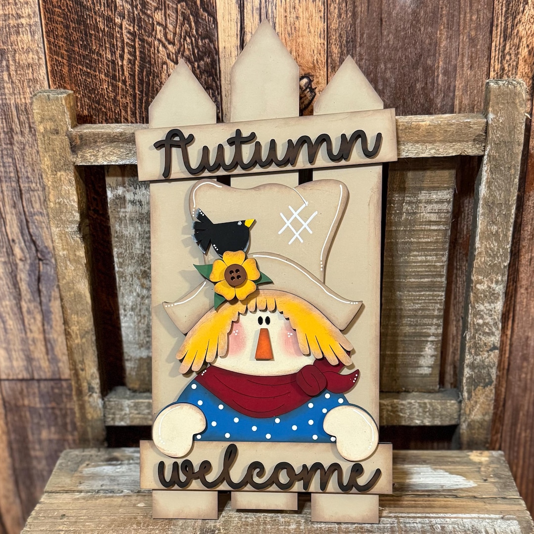 Scarecrow Wood Sign, Fall Wood Signs, Fall Scarecrow Wood Sign ...