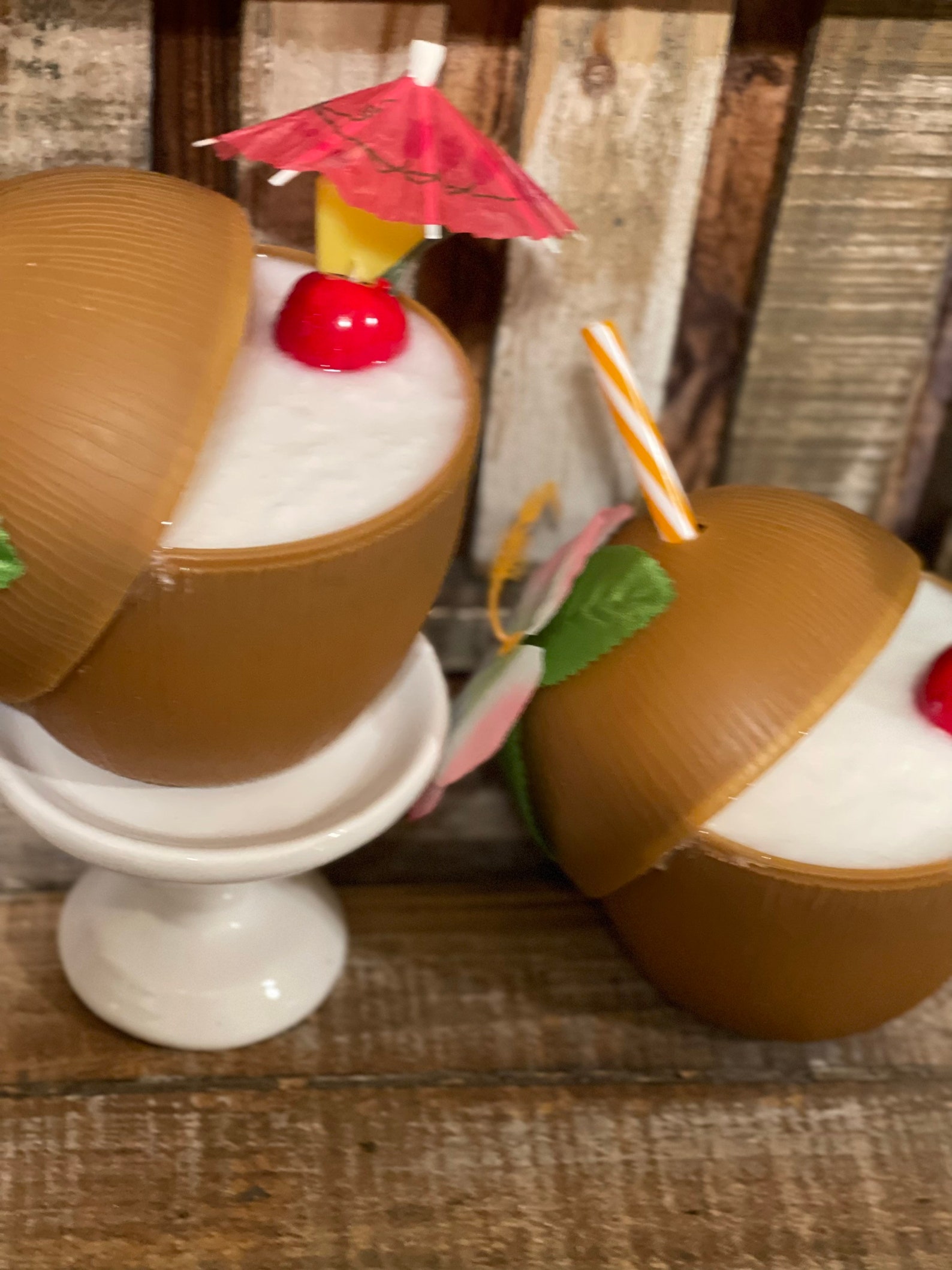 Fake Coconut Drink Fake Tropical Drink Luau Party Decor - Etsy