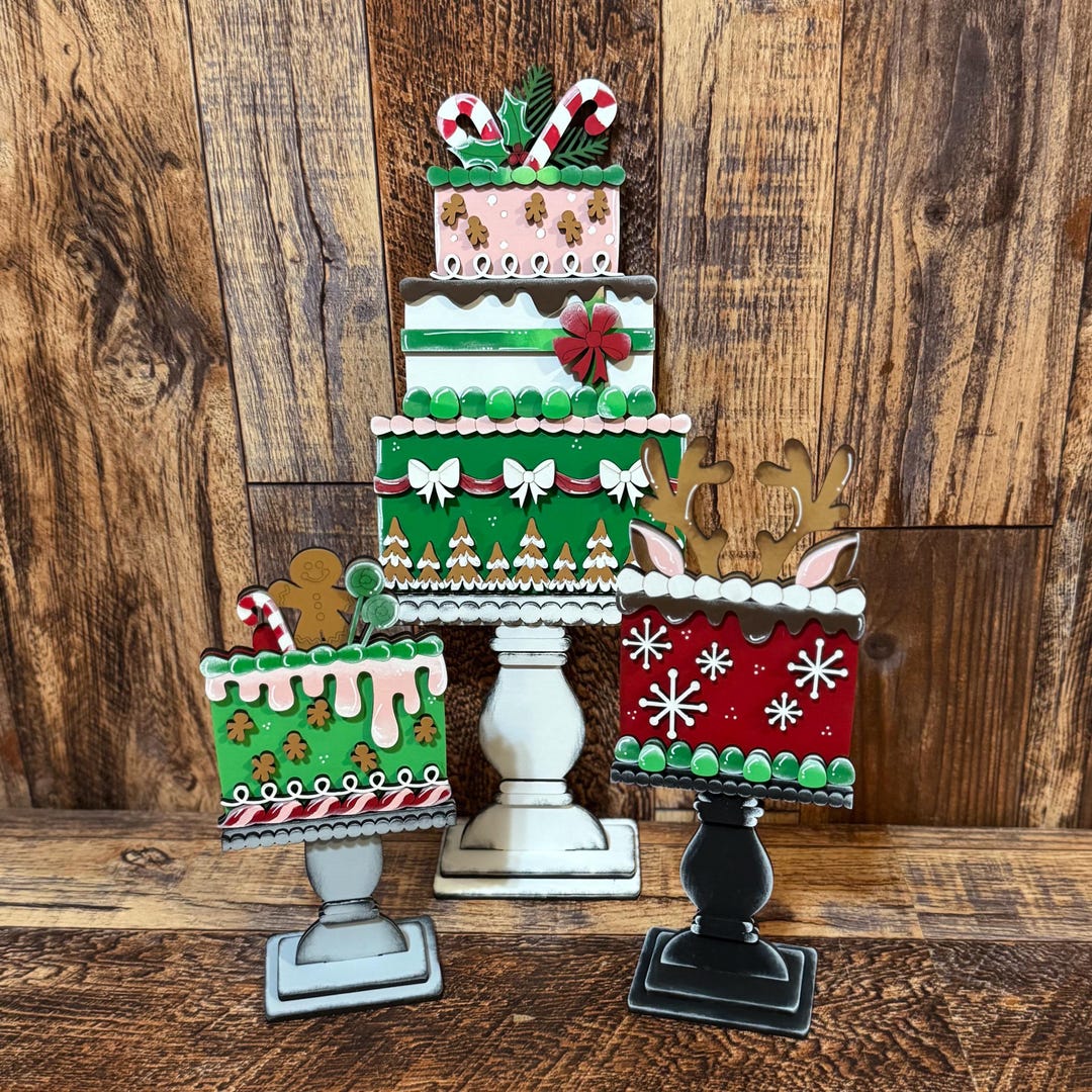Christmas Interchangeable Cake Stand, Decorative Cake Stand, Cake Stand ...