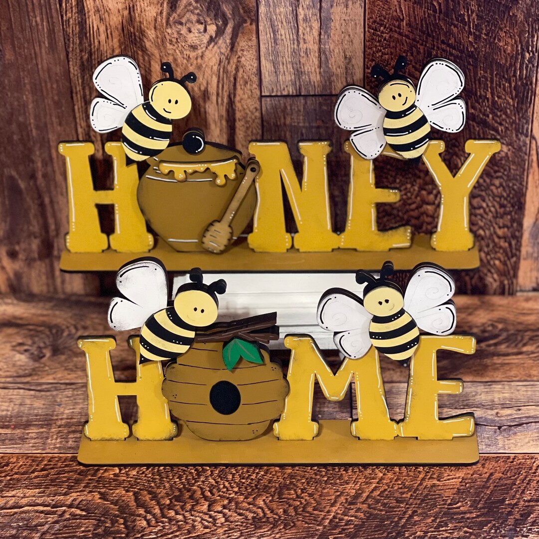 Bee Wood Sign, Bee Tiered Tray Decor, Bee Home Decor, Honey Sign, Honey ...