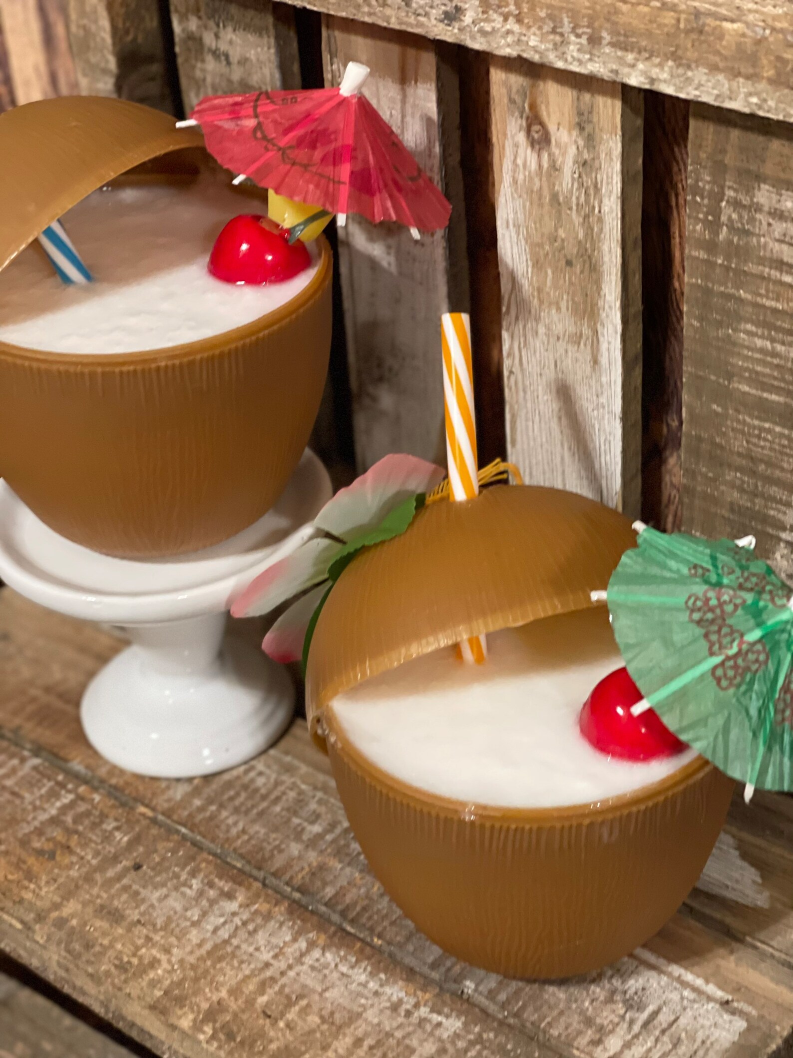Fake Coconut Drink Fake Tropical Drink Luau Party Decor - Etsy
