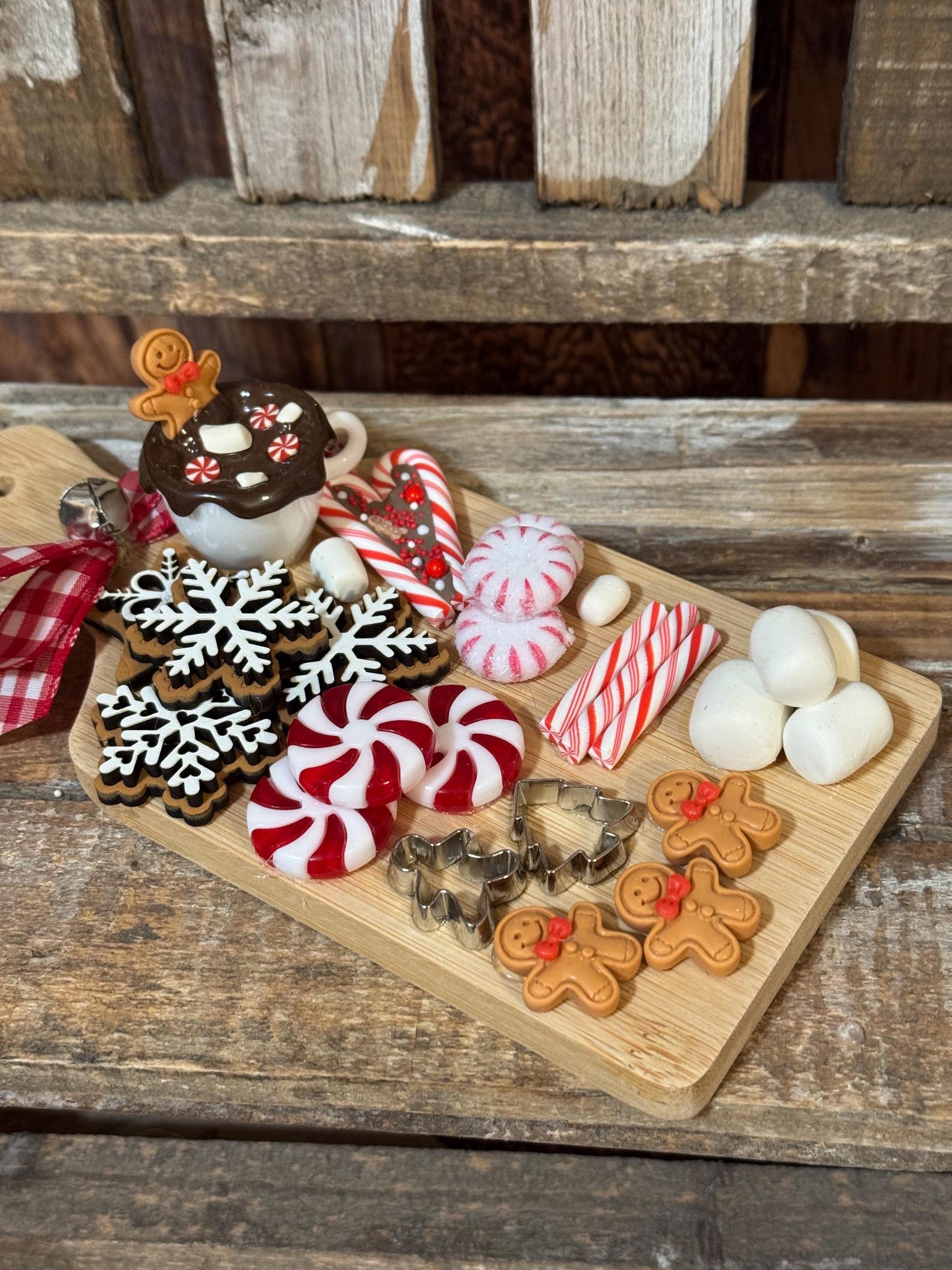 Fake Charcuterie Board, Fake Peppermint Charcuterie Board, Gingerbread ...