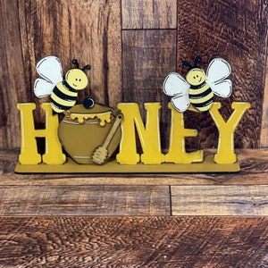 Bee Wood Sign, Bee Tiered Tray Decor, Bee Home Decor, Honey Sign, Honey ...