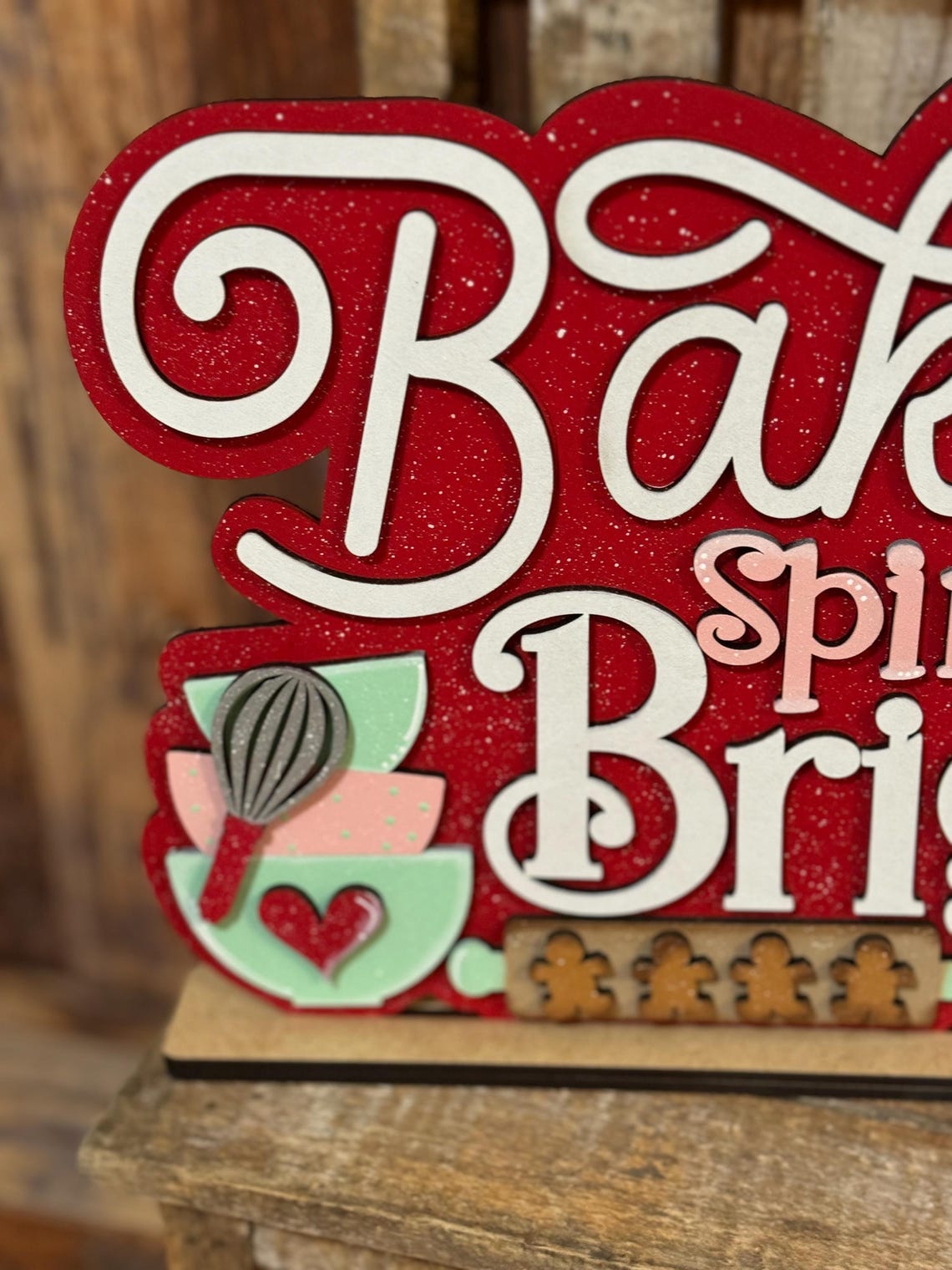 Gingerbread Wood Sign, Gingerbread Tiered Tray Decor, Baking Spirits ...