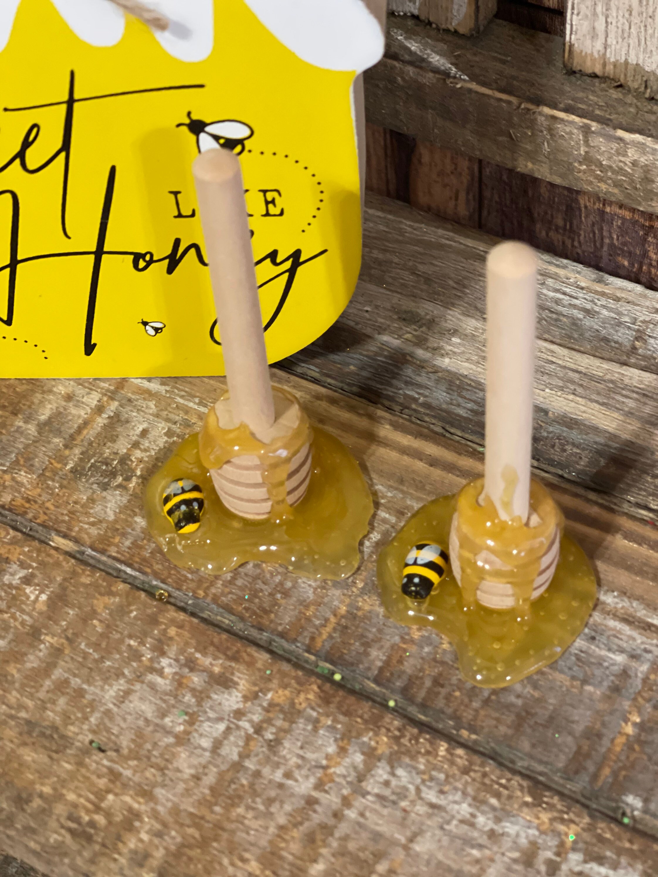 Fake Honey Dipper Fake Honey Sticks Bee Decor Bee Tiered | Etsy