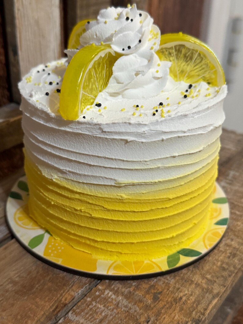Fake Lemon Cake, Fake Bake Cake, Coffee Bar Decor, Lemon Decor, Lemon ...