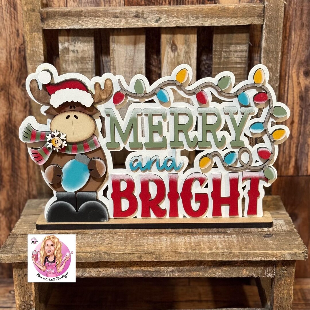 DIY Moose Merry Christmas Sign, Christmas Moose Decor, Christmas Moose ...