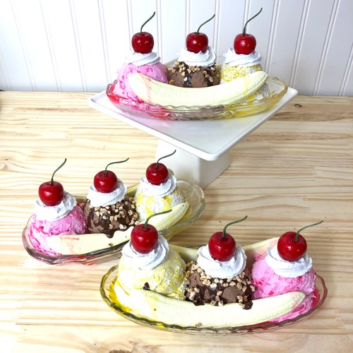 Fake Banana Split Ice Cream Banana Split Summer Decor Home Etsy