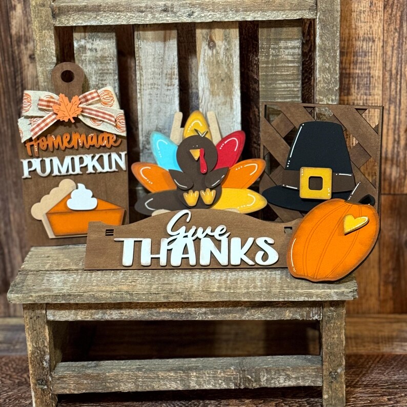 Thanksgiving Tiered Tray Sign, Give Thanks Sign, Thanksgiving Decor ...