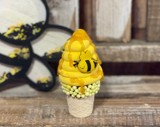 Fake Honey Bee Ice Cream Cone, Bee Tiered Tray Decor, Bee Decor, Summer ...