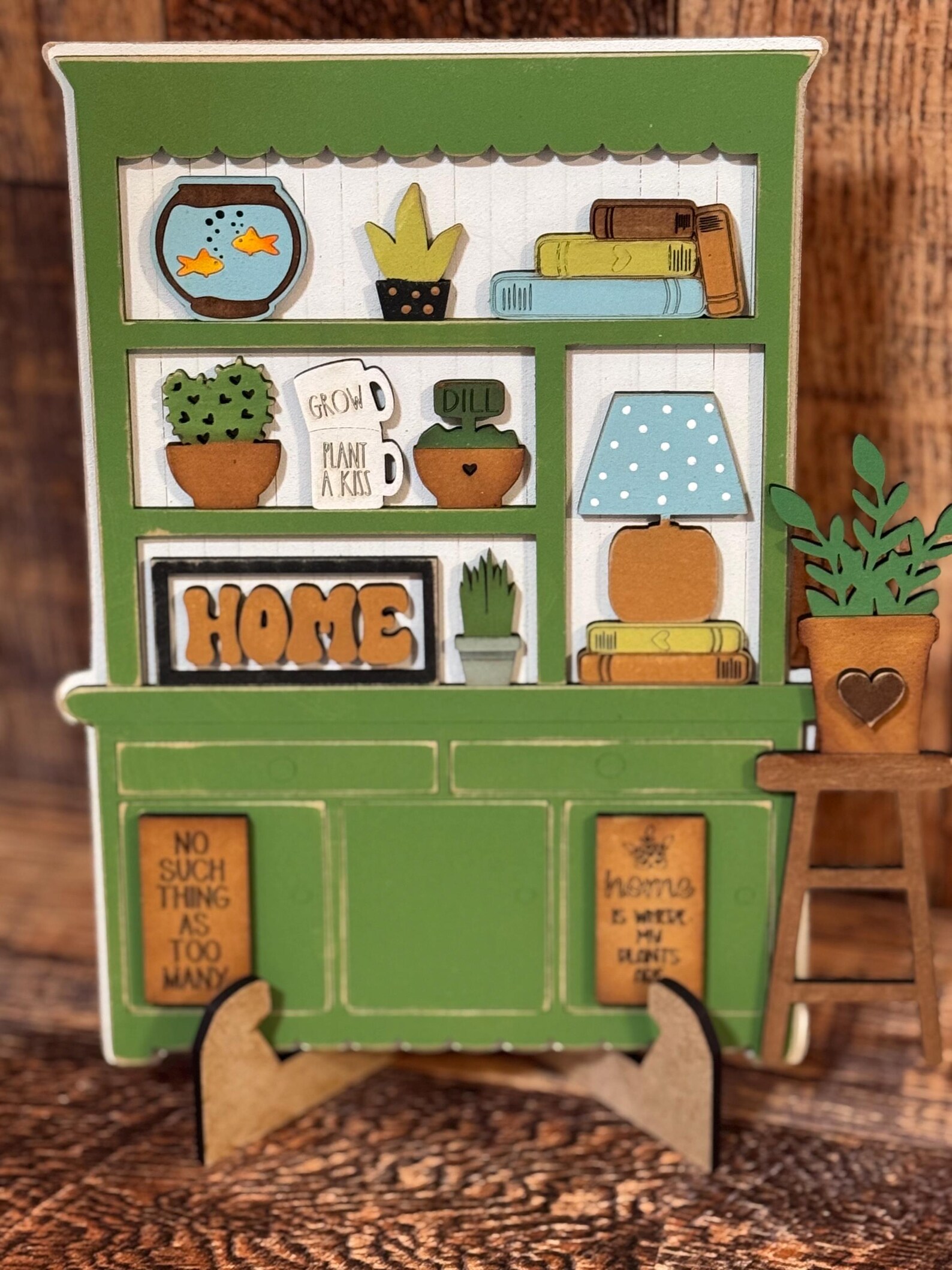 Mini Wood Hutch, Wood Hutch for Kitchen Decor, Decor for Plant Love ...