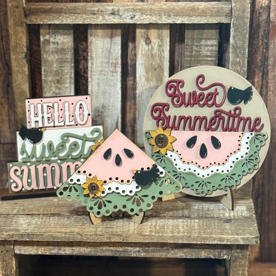 Unpainted Watermelon Summer Signs, Watermelon Tiered Tray Decor, Summer ...