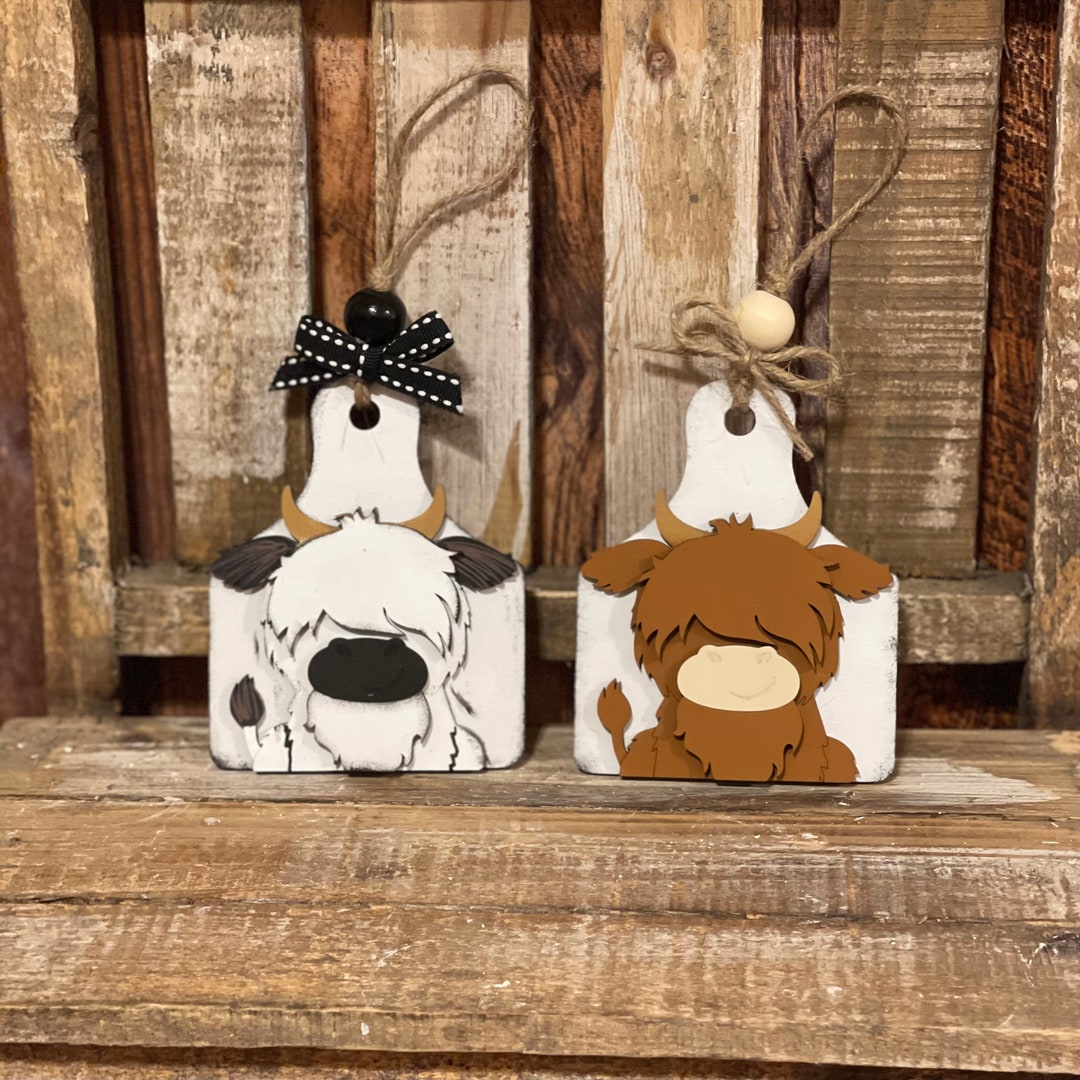 DIY Ear Tag Highland Cow Ornament, Christmas Ornament, Highland Cow ...