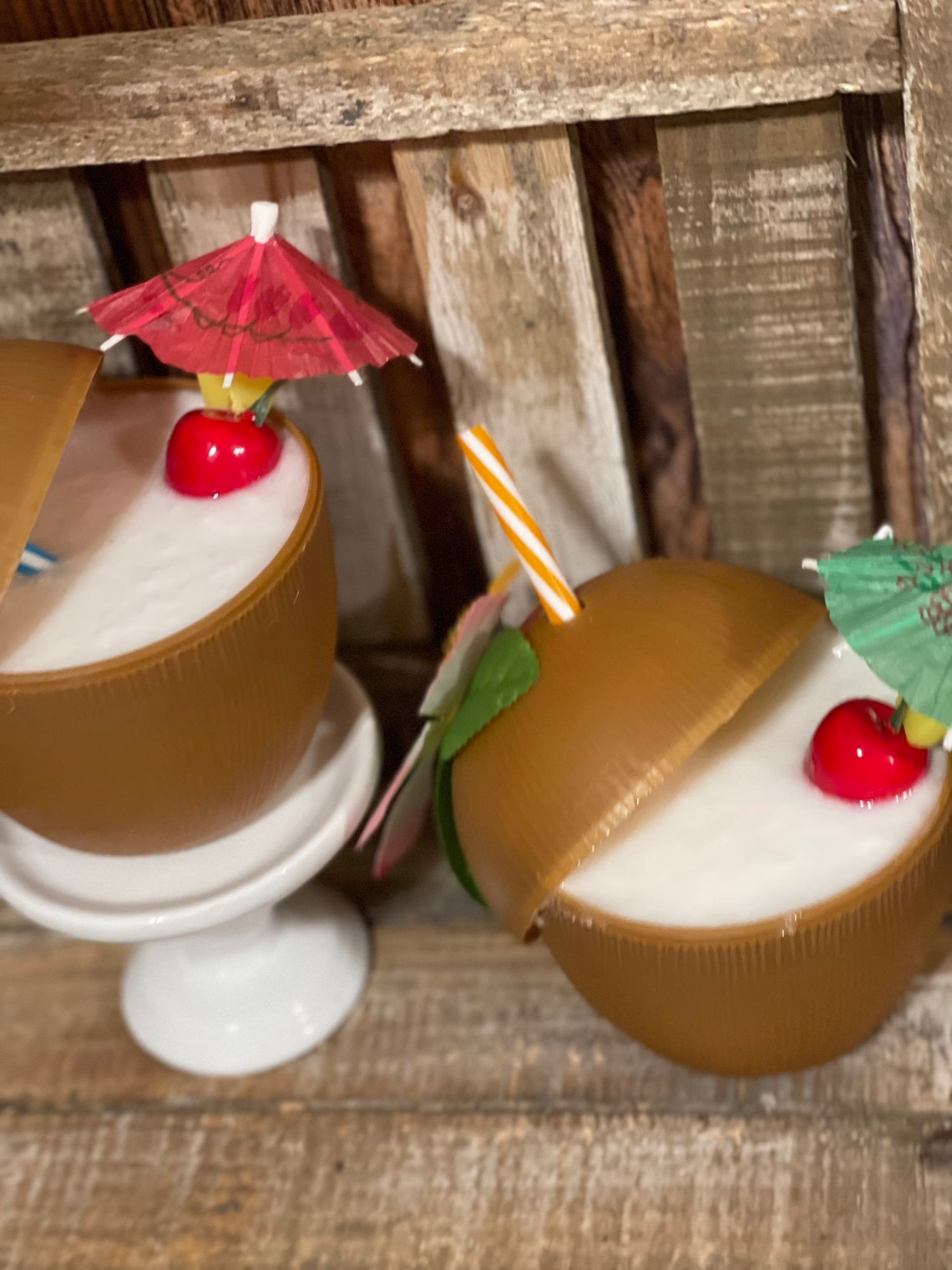 Fake Coconut Drink Fake Tropical Drink Luau Party Decor - Etsy
