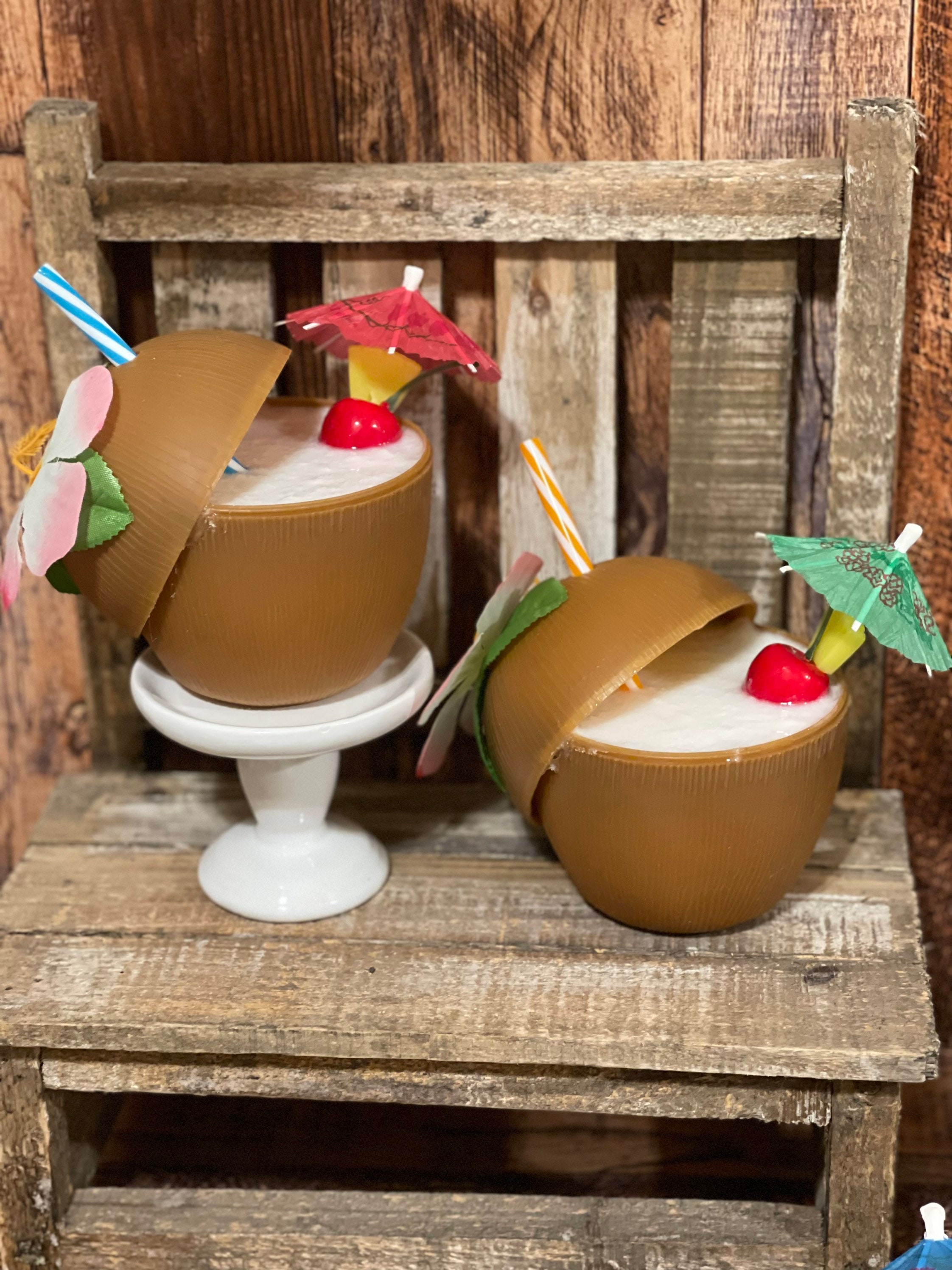 Fake Coconut Drink Fake Tropical Drink Luau Party Decor - Etsy