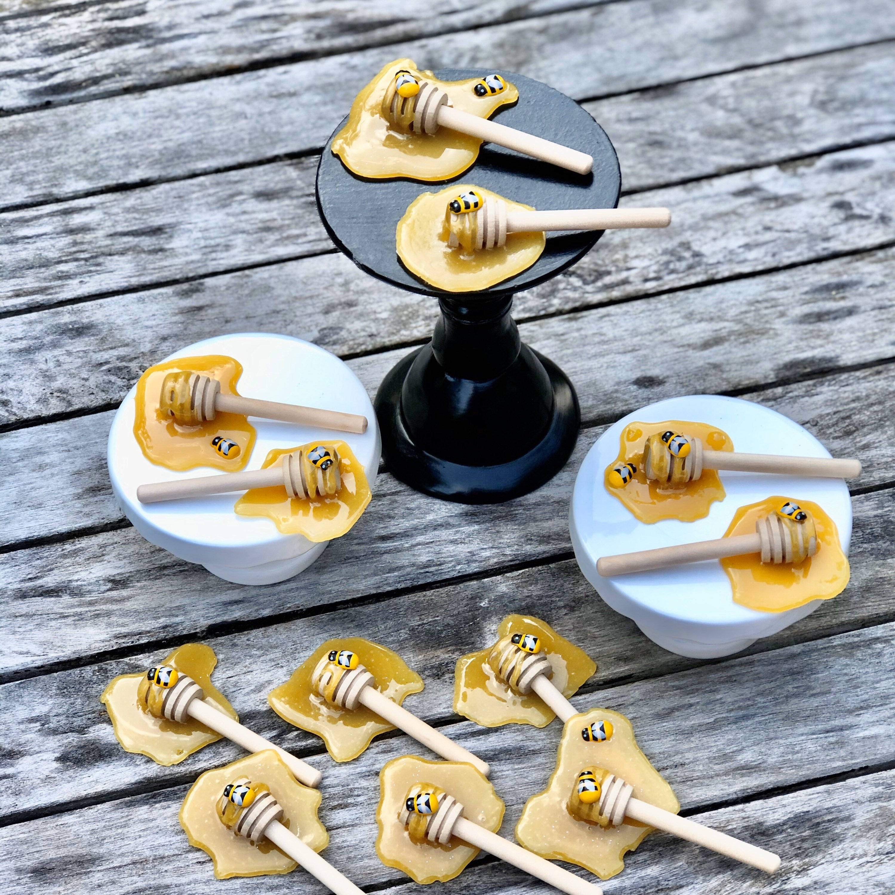 Fake Honey Dipper Fake Honey Sticks Bee Decor Bee Tiered | Etsy