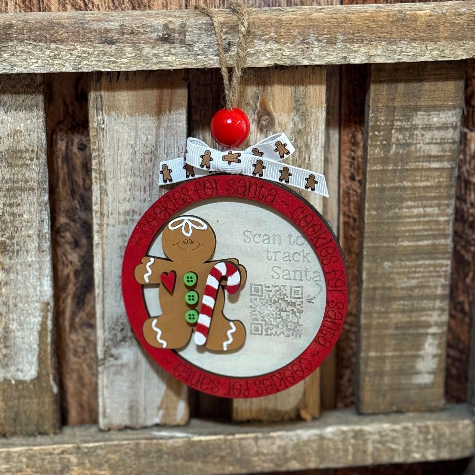 Gingerbread Santa Tracker Wood Ornaments, Gingerbread Ornament ...